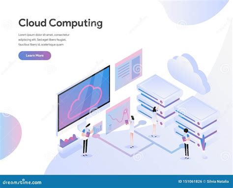 Landing Page Template Of Cloud Computing Isometric Illustration Concept Modern Flat Design