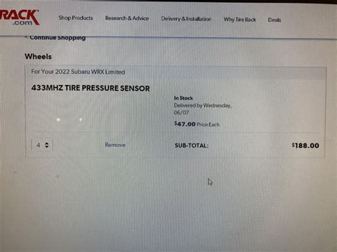 Tpms Sensors ‘22 Base Model R Wrx Vb