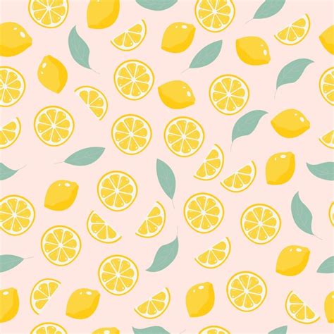 Premium Vector Lemon Slices Seamless Pattern On White Fruit Citrus
