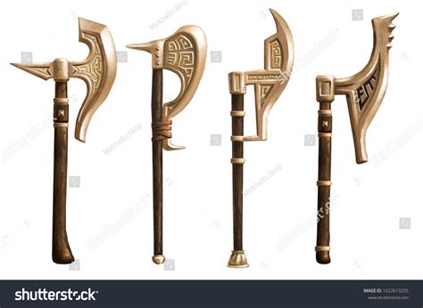 Medieval Fighting Axes Collection Stock Illustration 1022613235