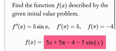Solved Find The Function Fx ﻿described By The Given