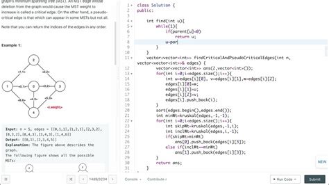 Find Critical And Pseudo Critical Edges In Minimum Spanning Tree Leetcode 1489 C Youtube