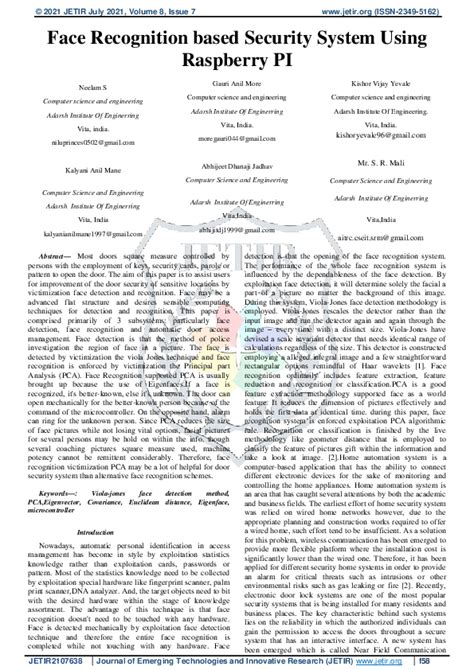pdf face recognition based security system using raspberry pi