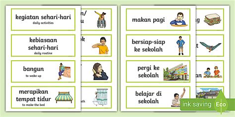 Daily Routine Word Cards Indonesian Teacher Made Twinkl
