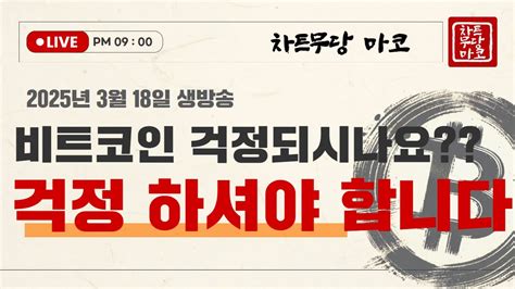 비트코인 버텨내지 못하고 이 저점을 이탈하면 전저점까지 3월 17일 실시간방송 차트무당마코 리플 이더리움 마코