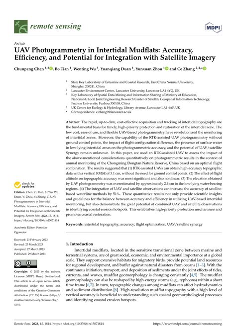 Pdf Uav Photogrammetry In Intertidal Mudflats Accuracy Efficiency And Potential For