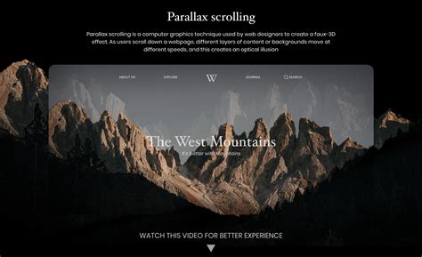 parallax landing page design on behance