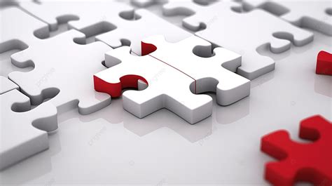 리더십 개념을 묘사하는 깨끗한 배경에 화살표와 빨간색 조각이 있는 3d 렌더링된 흰색 퍼즐 조각을 안내합니다 퍼즐 모양 퍼즐 패턴 퍼즐 템플릿 배경 일러스트 및 사진