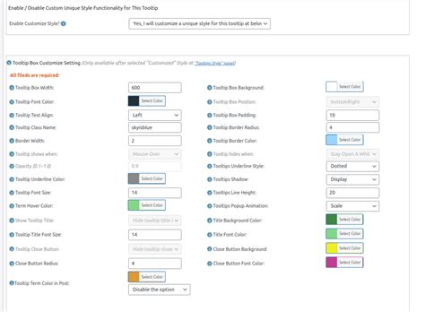 how to custom tooltip term background in wordpress post support by