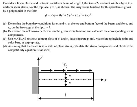 solved consider a linear elastic and isotropic cantilever