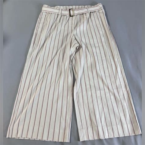 J Jill Pants And Jumpsuits J Jill Linen Stretch Sz Xl Pants Wide Leg High Rise Belted Striped
