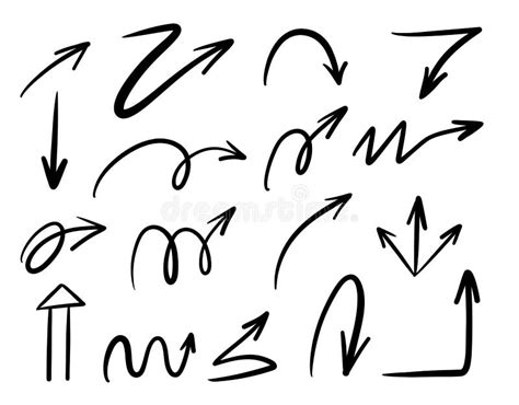 Hand Drawn Arrow Pointer Mark Vector Hand Drawn Thin Black Doodle