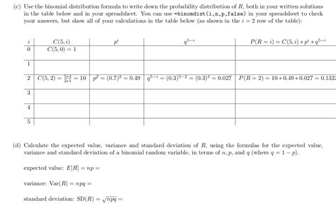 Solved C Use The Binomial Distribution Formula To Write Chegg Com