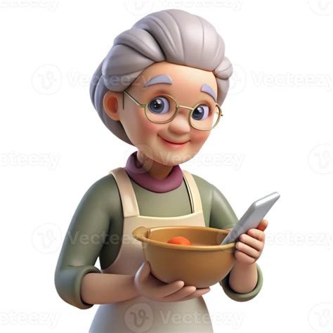 Serene Artistic Grandmother Passing Down Recipe Isolated High Quality