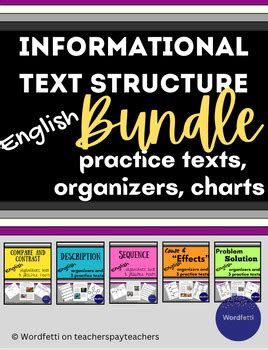 English Informational Text Structure Bundle Passages Organizers Signal Words