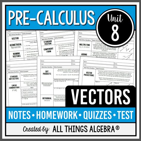 Pre Calculus Unit Vectors All Things Algebra