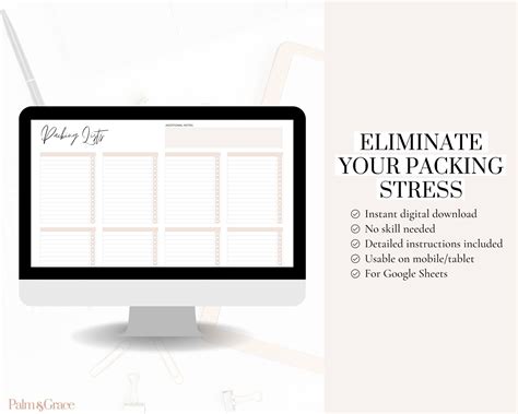Editable Packing List PRINTABLE Spreadsheet Packing List Etsy