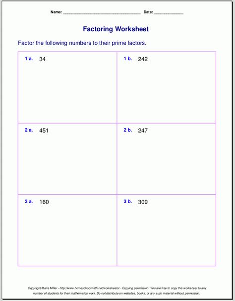 Prime Factorization Worksheets Pdf Prime Factorization Worksheets Pdf