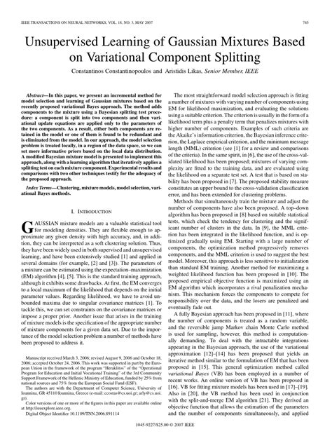 Pdf Unsupervised Learning Of Gaussian Mixtures Based On Variational
