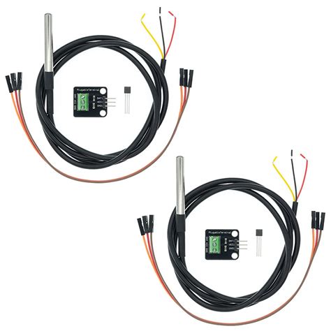 2 Set Temperatuursensor Module Kit Met Waterdichte Roestvrijstalen Sonde Temperatuursensor Chip 2 Set Temperatuursensor Module Kit Met Waterdichte Roestvrijstalen Sonde Temperatuursensor Chip