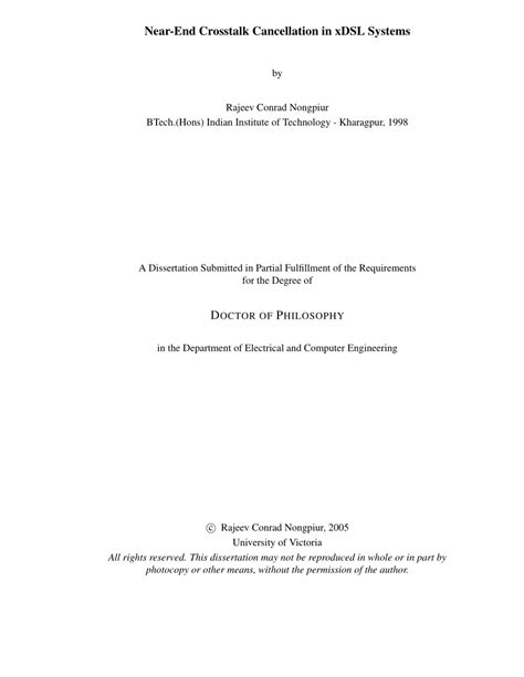 Pdf Near End Crosstalk Cancellation In Xdsl Systems