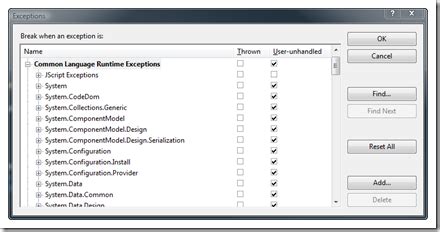 Tell The Debugger To Ignore Silverlight Validation Exceptions