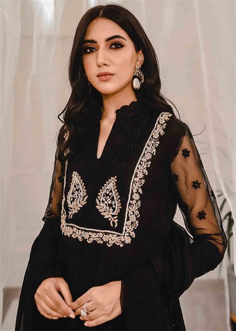 Lilya Ml Black Organza Embroidered Kalidar