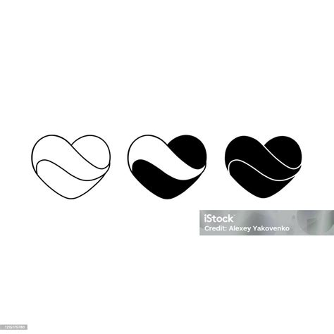 하트 아이콘은 고립 된 흰색 배경에 흰색 검은 색으로 플랫 로고를 설정합니다 Eps 10 벡터 개념에 대한 스톡 벡터 아트 및 기타 이미지 Istock