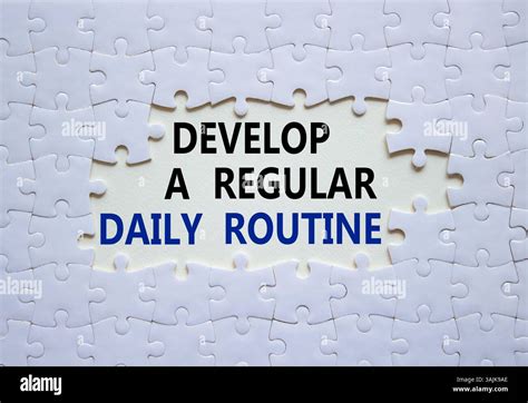 Daily Routine Symbol Concept Words Develop A Regular Daily Routine On White Puzzle Beautiful