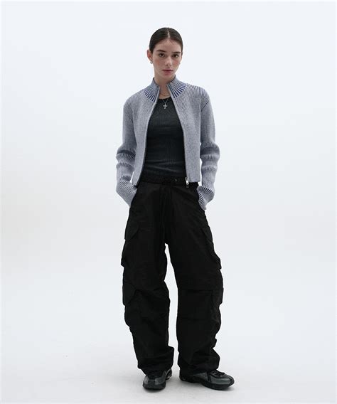 스웨이드 나일론 카고 팬츠 블랙 Suade Kream