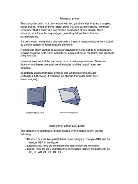 Understanding Triangular Prisms Pdf Triangle Area