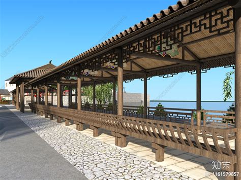 中式长廊3d模型下载【id1161579857】知末3d模型网