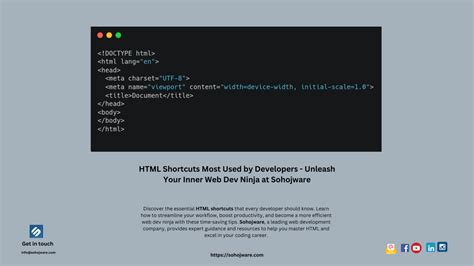 Html Shortcuts Most Used By Developers Unleash Your Inner Web Dev Ninja At Sohojware