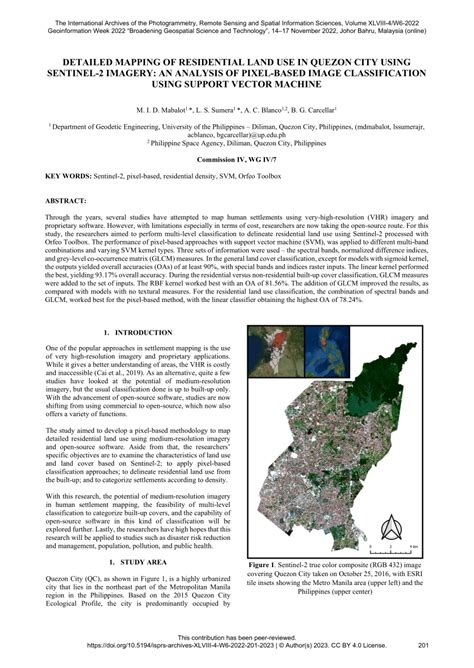 Pdf Detailed Mapping Of Residential Land Use In Quezon City Using Sentinel 2 Imagery An