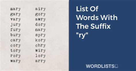 List Of Words With The Suffix Ry