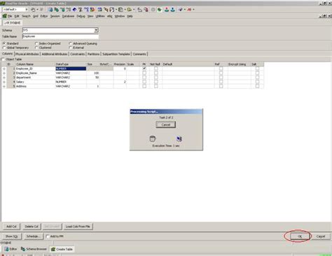 Create Tables In Oracle Database Using TOAD
