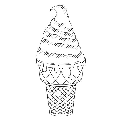 Premium Vector Ice Cream In A Waffle Outline Illustration