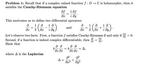 Solved Problem 1 Recall That If A Complex Valued Function