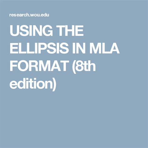 Using The Ellipsis In Mla Format 8th Edition