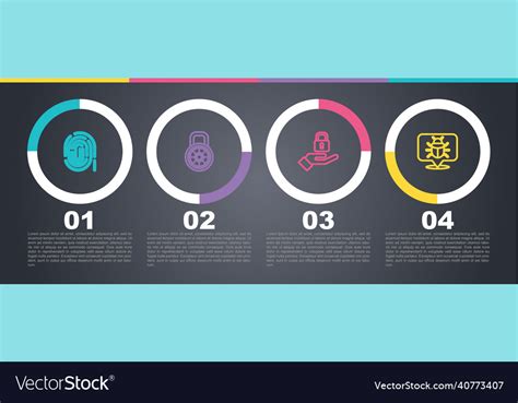 Set Line Fingerprint Safe Combination Lock Lock Vector Image