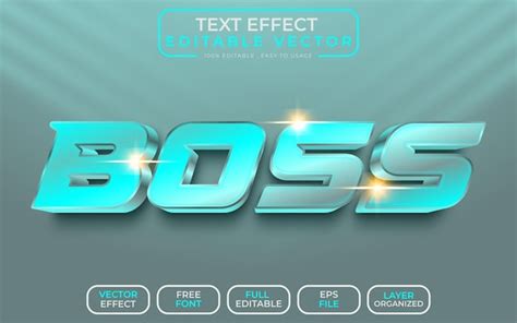 Босс 3d текстовый эффект Eps векторный файл Премиум векторы