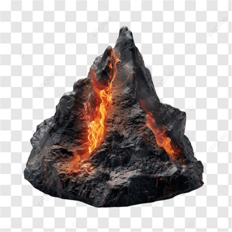 현실적인 디자인과 흰색 Bg 렌더링 클립 아트에 고립 된 생생한 빨간색 O를 갖춘 화산 3d 모델 현실적인 디자인과 생생한 빨간색과 흰색 Bg 렌더링 클립 아트에 고립 된