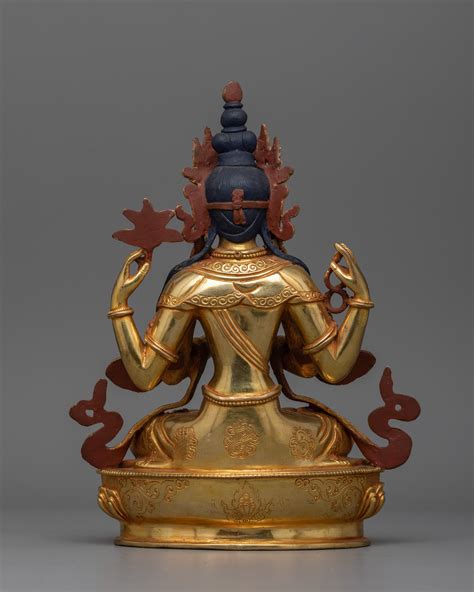 Chenrezig A Hand Carved Small Statue Embodiment Of Compassion