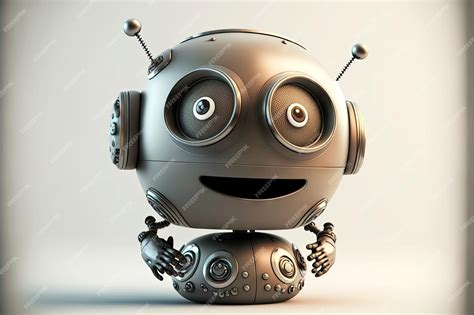 Premium Photo Friendly Smiling Chatbot Robot With Gray Body And Round Sensors In Its Head