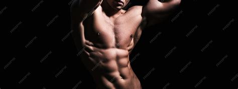 Premium Photo Banner Templates With Muscular Man Muscular Torso Six