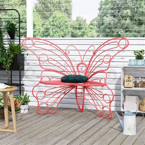 Cast Iron Metal 50 Inch Garden Outdoor Bench Butterfly Chair Garden