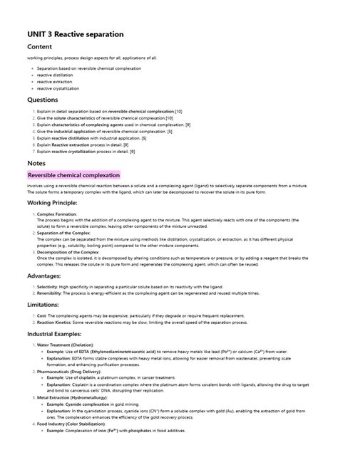 Unit 3 Reactive Separation Notes Pdf Coordination Complex Chelation