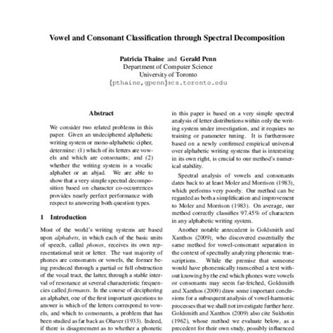 Vowel And Consonant Classification Through Spectral Decomposition Acl