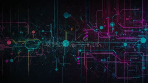 Colorful Neon Circuit Board Abstract Design Stock Illustration Illustration Of Electronics