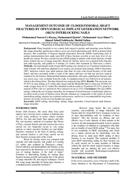 Pdf Management Outcome Of Closed Femoral Shaft Fractures By Open Surgical Implant Generation